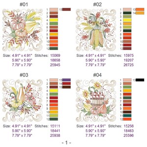 Autumn Harvest Blocks Machine Embroidery Designs Instant Download 5x5 ...