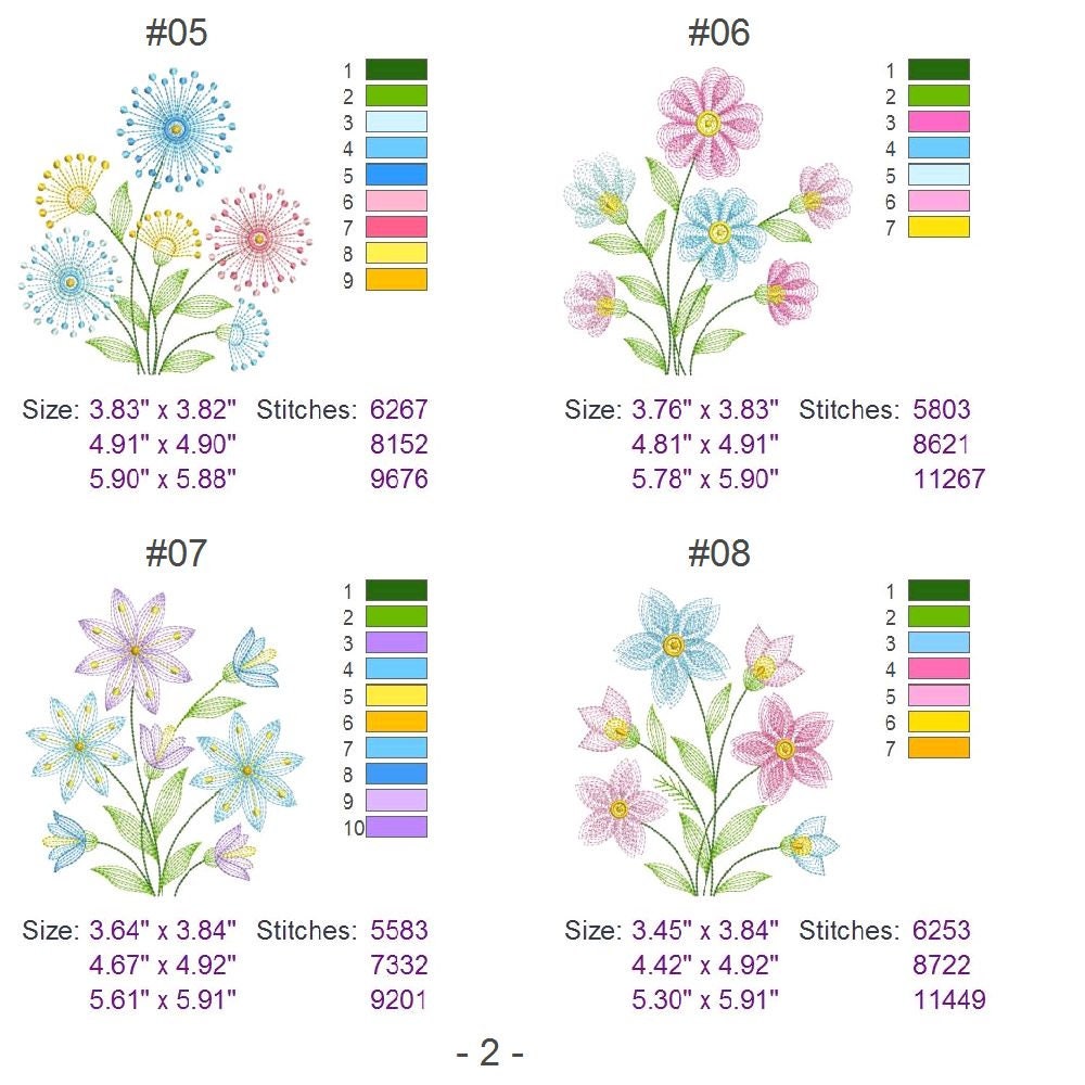 Rippled Floral Delight Machine Embroidery Designs Instant Download 4x4 ...