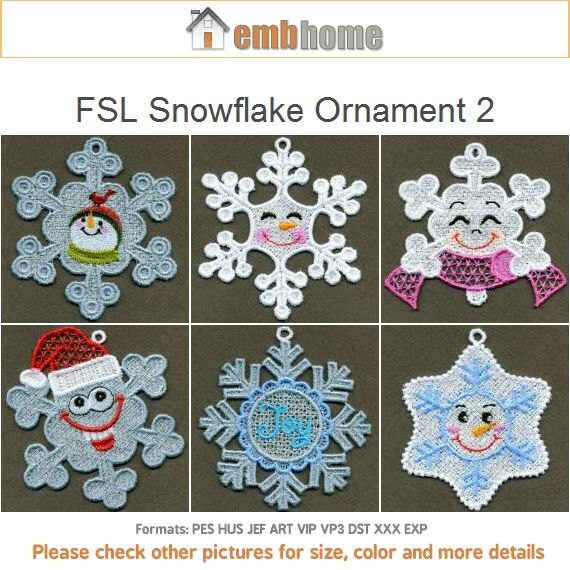 FSL Snowflake Ornament Free Standing Lace Machine Embroidery | Etsy