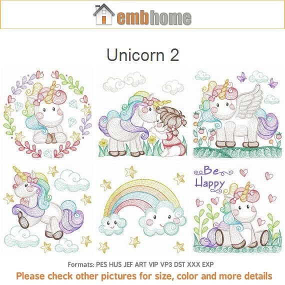 Unicorn Machine Embroidery Designs Pack Instant Download 5x5 - Etsy ...