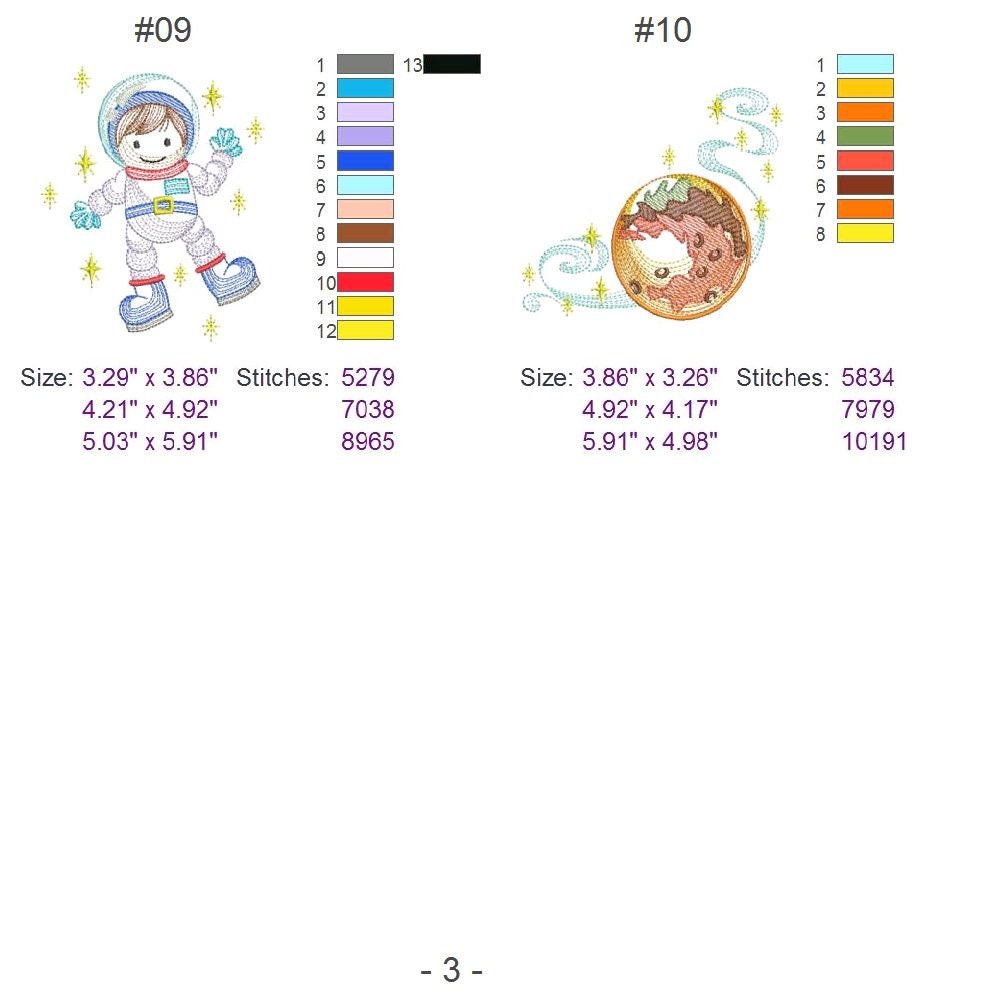 Spaced Out Machine Embroidery Designs Pack Instant Download - Etsy