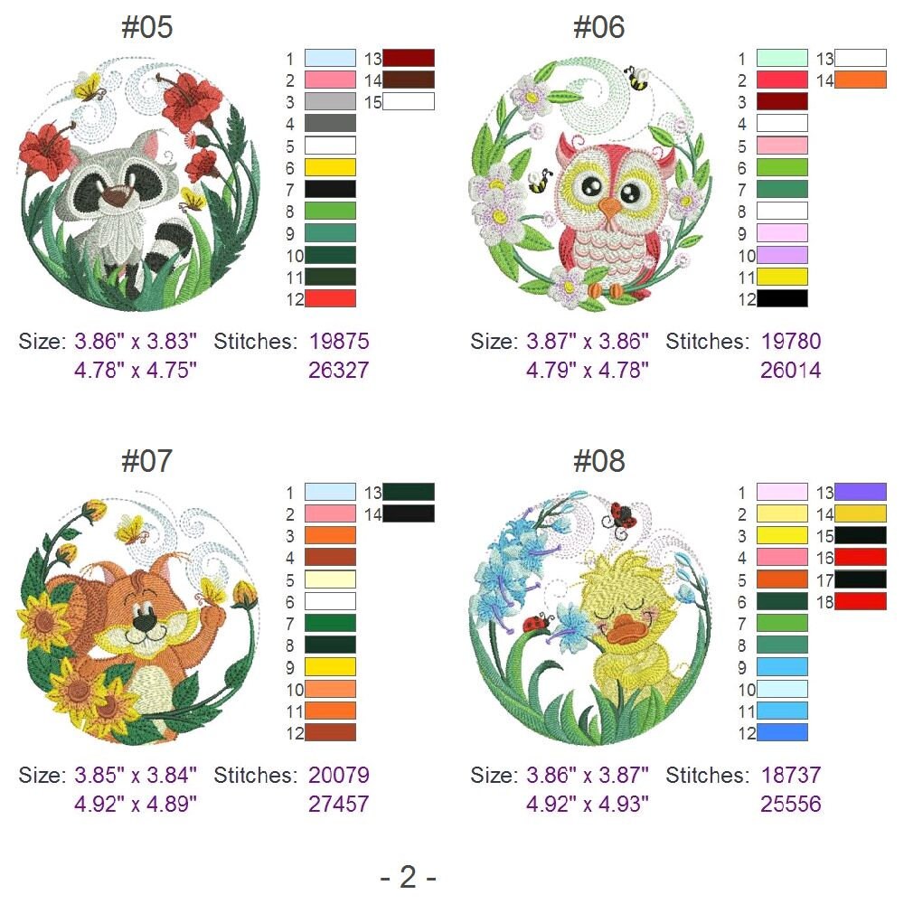 Spring Woodland Animals Machine Embroidery Designs Instant Download 4x4 ...