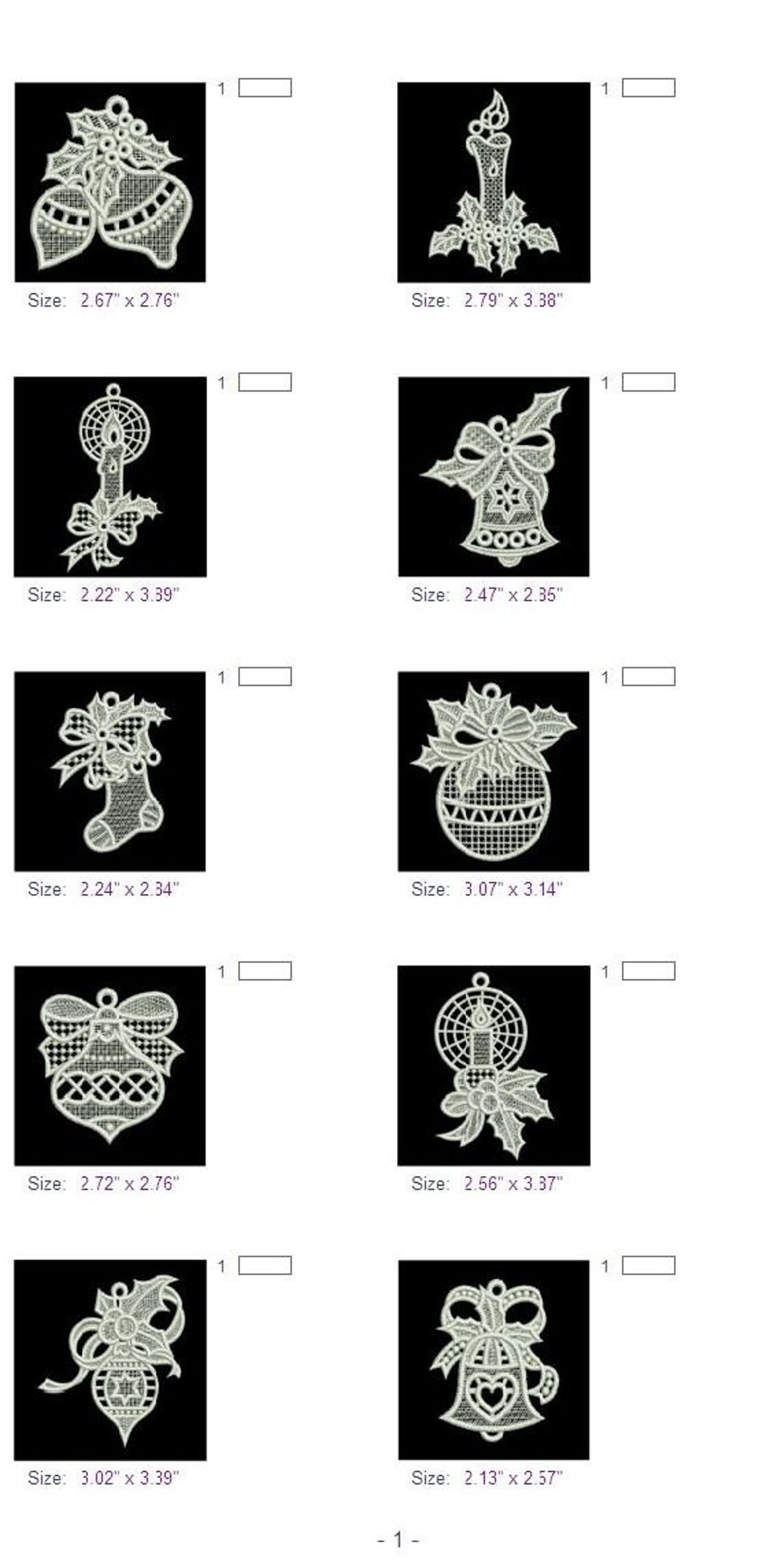 FSL White Christmas Free Standing Lace Ornament Machine Embroidery ...