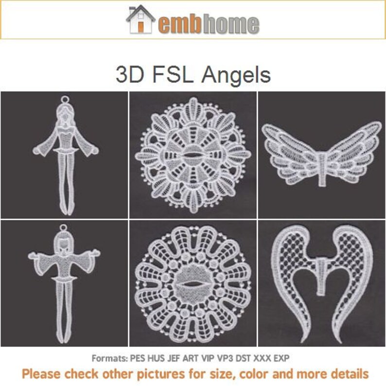 3D FSL Angels Free Standing Lace Machine Embroidery Designs - Etsy