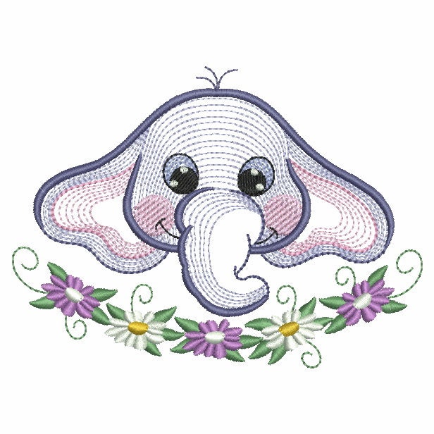 Vintage Baby Elephant Machine Embroidery Designs Instant Download 4x4 ...