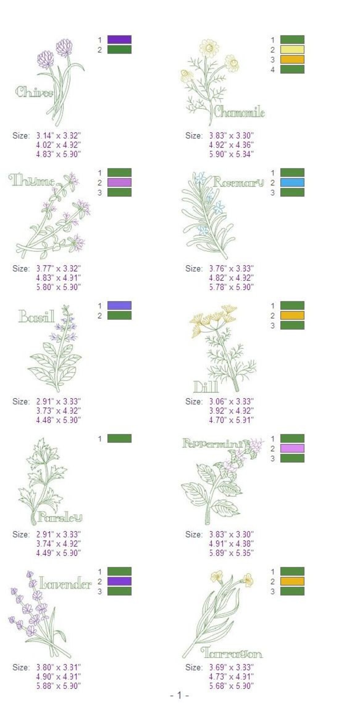 Vintage Kitchen Herbs Machine Embroidery Designs Instant - Etsy Canada