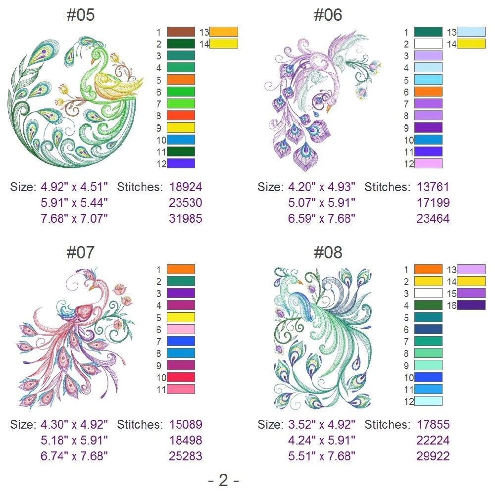 Filigree Peacock Machine Embroidery Designs Pack Instant - Etsy