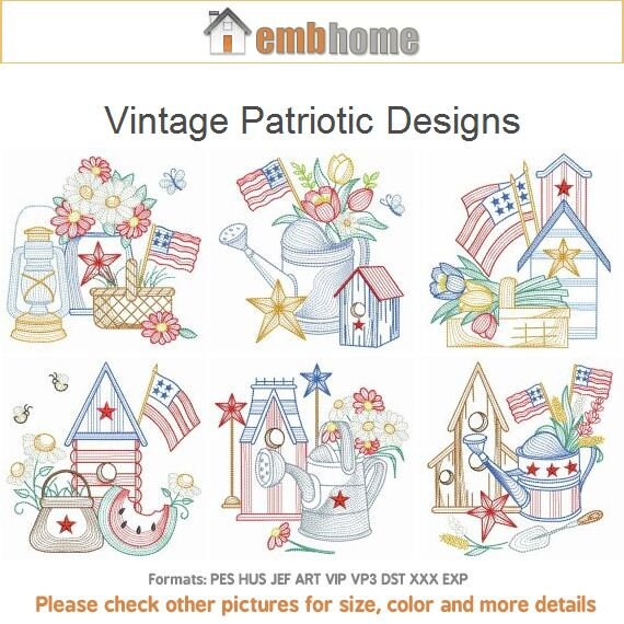 Vintage Patriotic Designs Machine Embroidery Designs Pack - Etsy