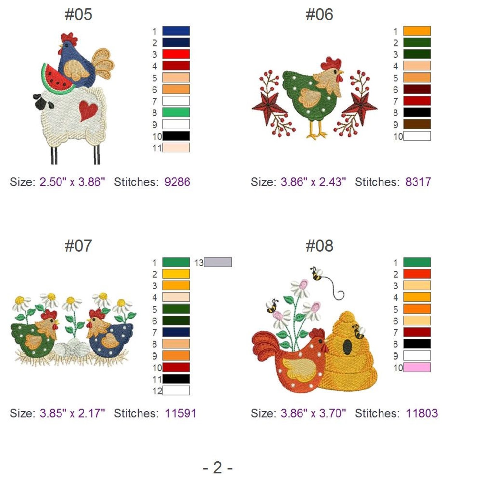 Country Chicken Machine Embroidery Designs Instant Download 4x4 Hoop 10 ...