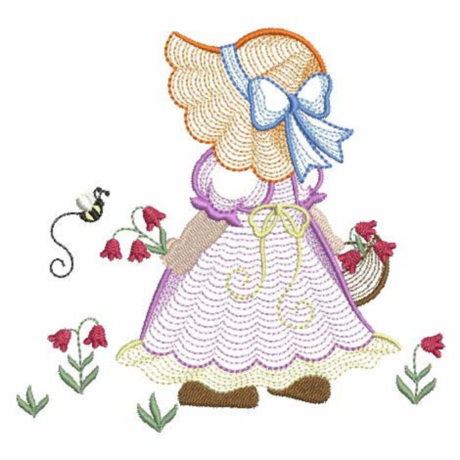 Spring Sunbonnet Sue Embroidery Designs Instant Download 4x4 5x5 6x6 ...