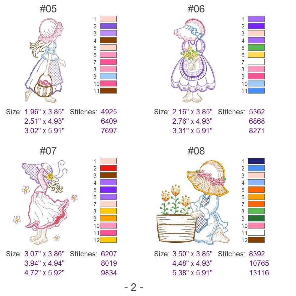 Vintage Sunbonnets Machine Embroidery Designs Instant Download - Etsy