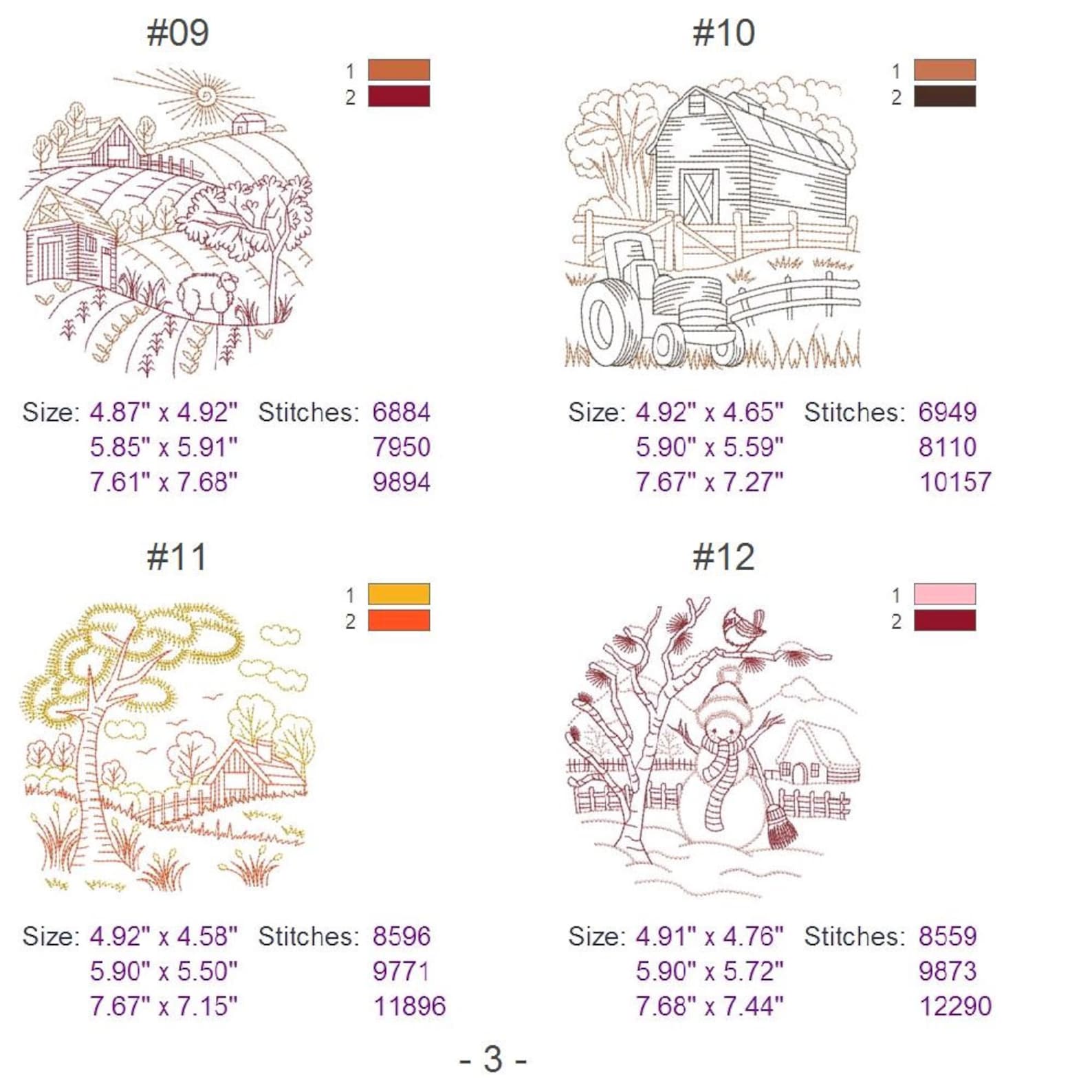 Vintage Country Scene Machine Embroidery Designs Instant Download 5x5 ...