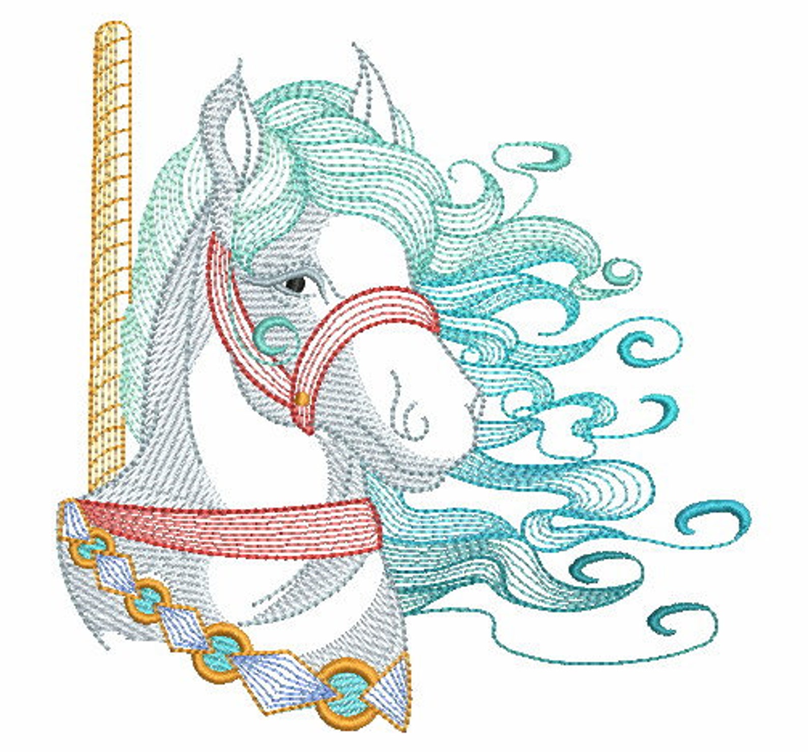 Carousel Horse Machine Embroidery Designs Instant Download 4x4 - Etsy