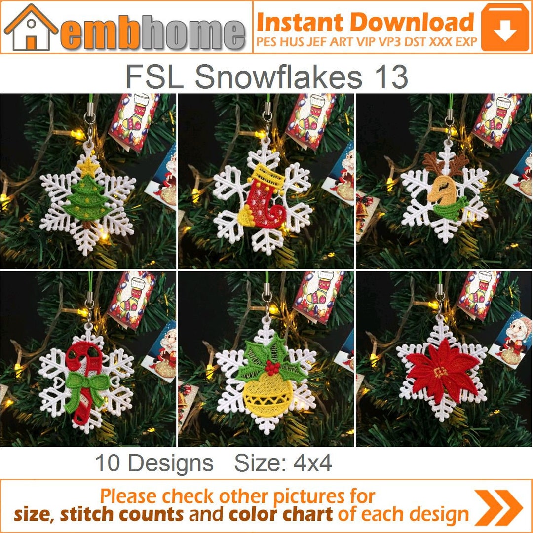FSL Snowflakes Free Standing Lace Christmas Ornament Machine Embroidery ...