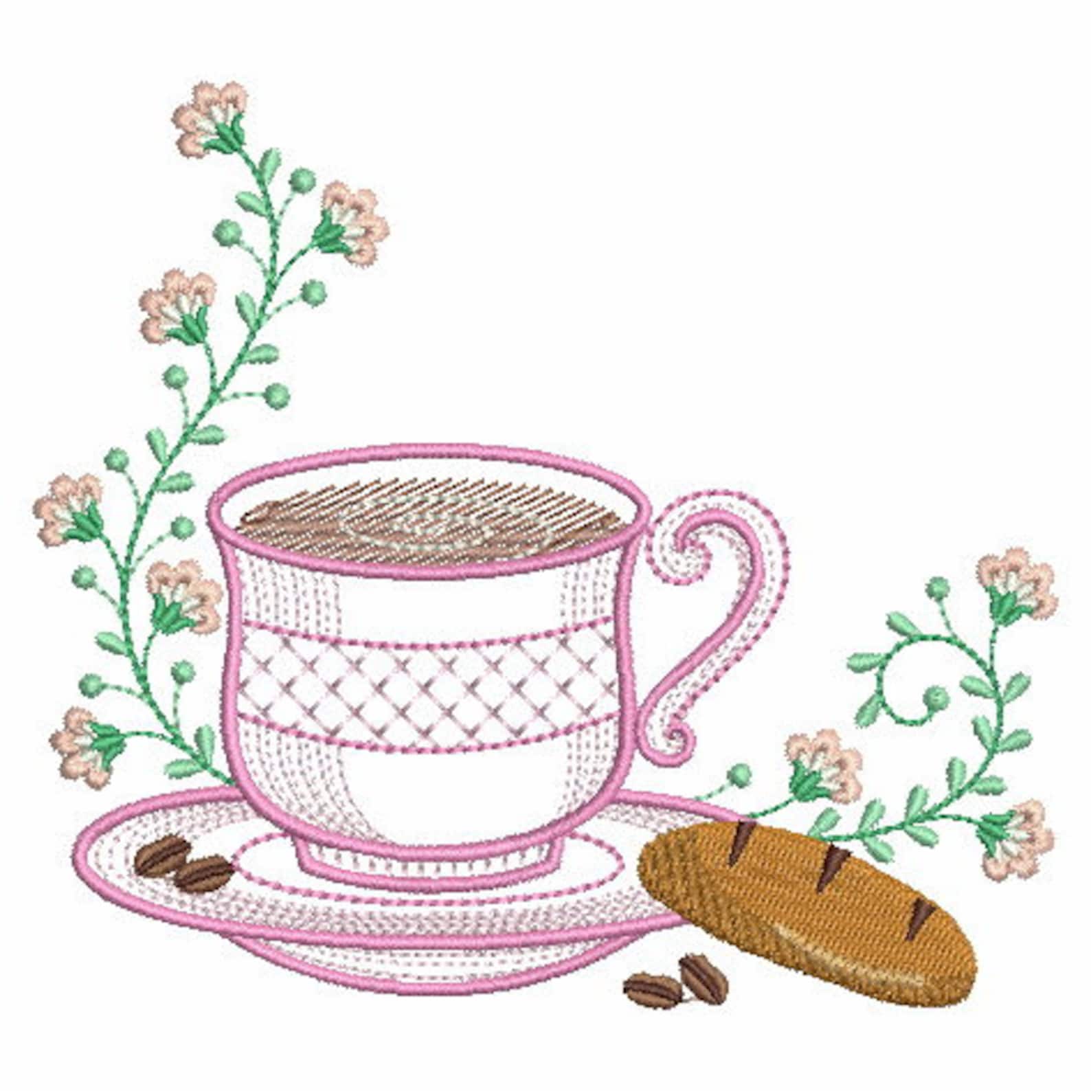 Afternoon Tea Time Machine Embroidery Designs Pack Instant Download 4x4 ...
