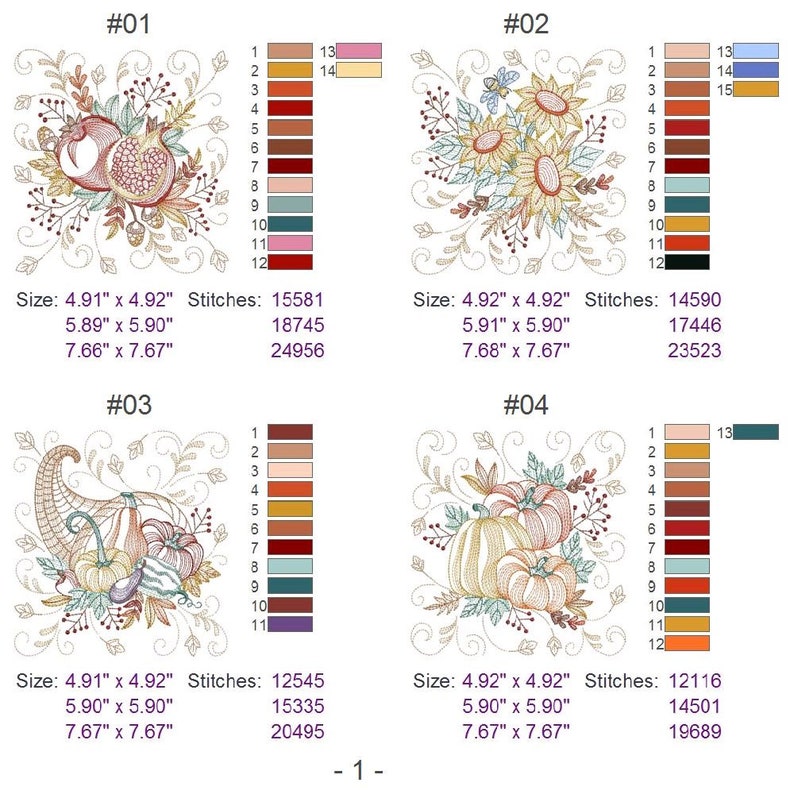 Autumn Harvest Blocks Machine Embroidery Designs Pack Instant Download ...