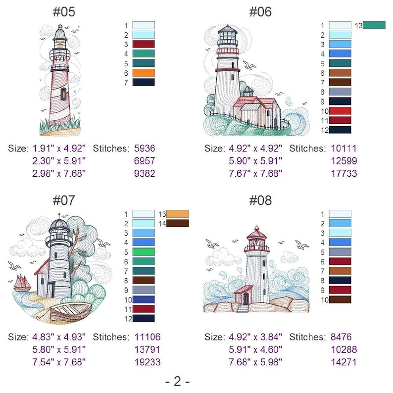Lighthouses Machine Embroidery Designs Pack Instant Download - Etsy