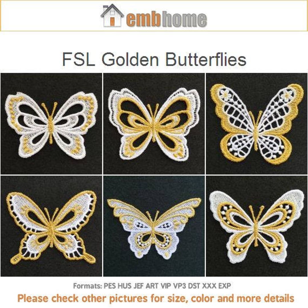 FSL Golden Butterflies Free Standing Lace Machine Embroidery - Etsy