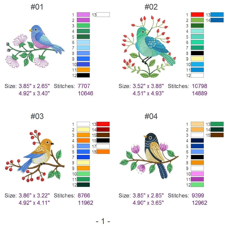 Spring Birds Machine Embroidery Designs Pack Instant Download 4x4 5x5 ...