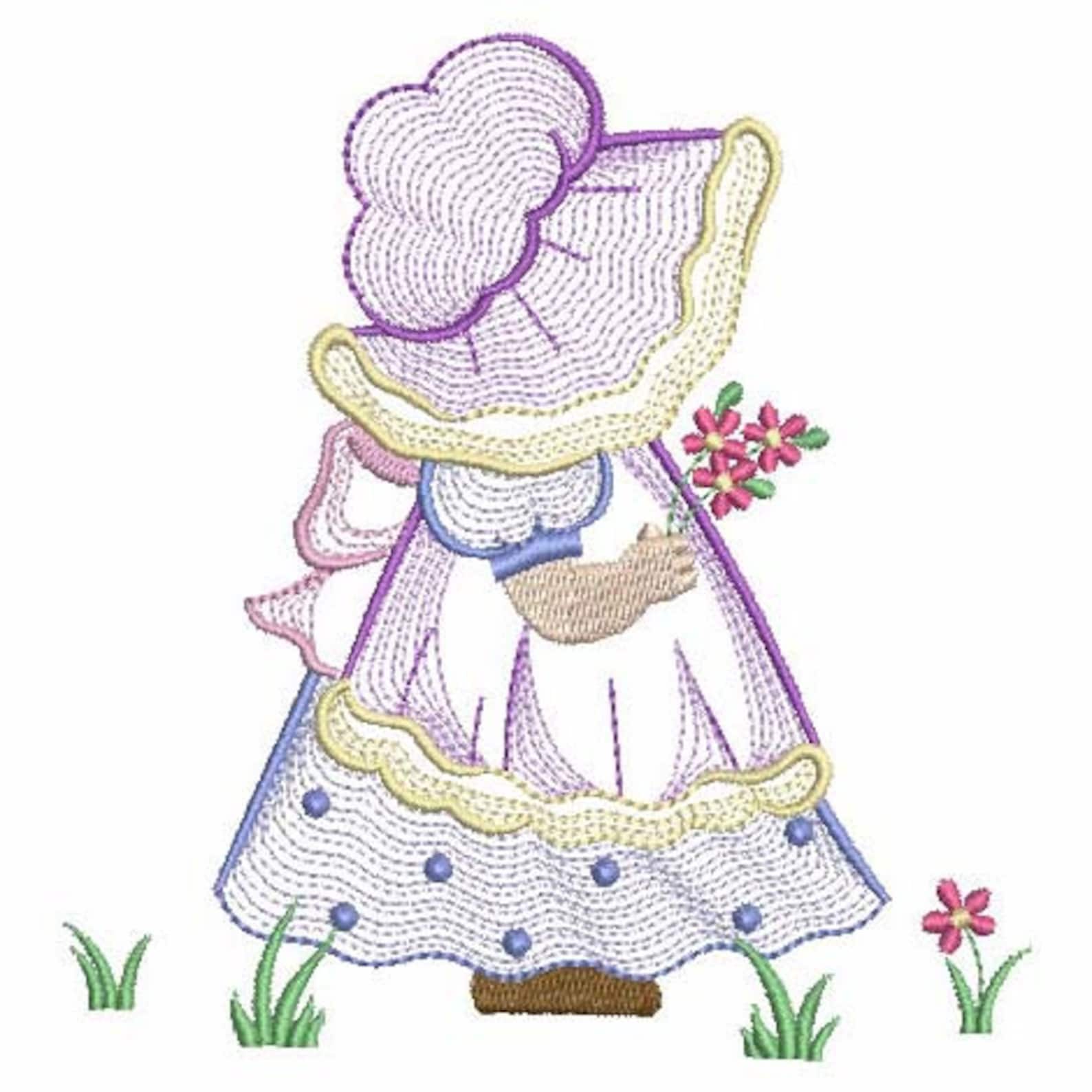 Spring Sunbonnet Sue Embroidery Designs Instant Download 4x4 5x5 6x6 ...