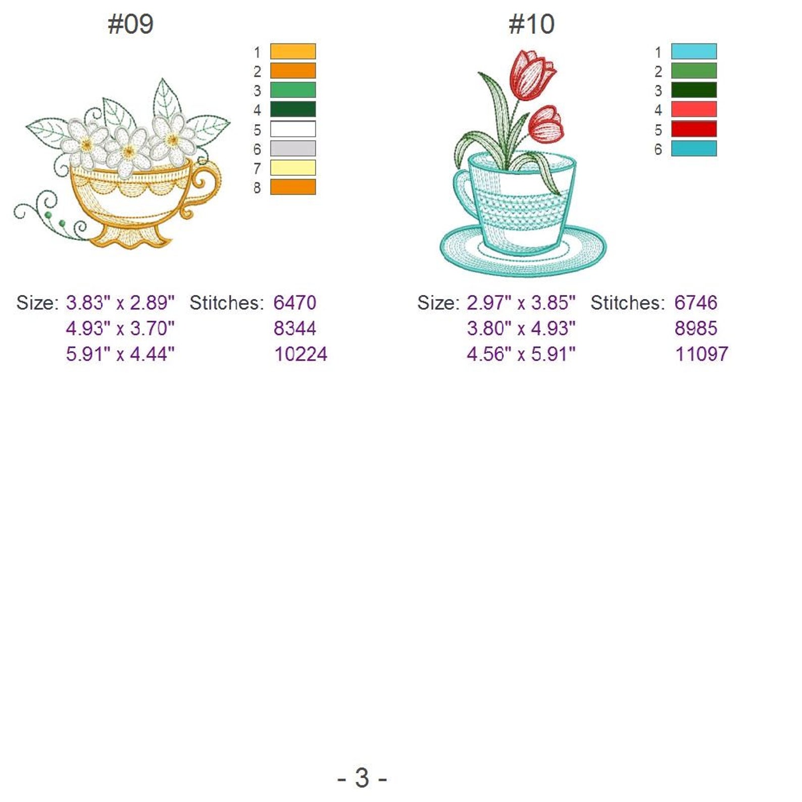 Teacup in Bloom Machine Embroidery Designs Instant Download - Etsy