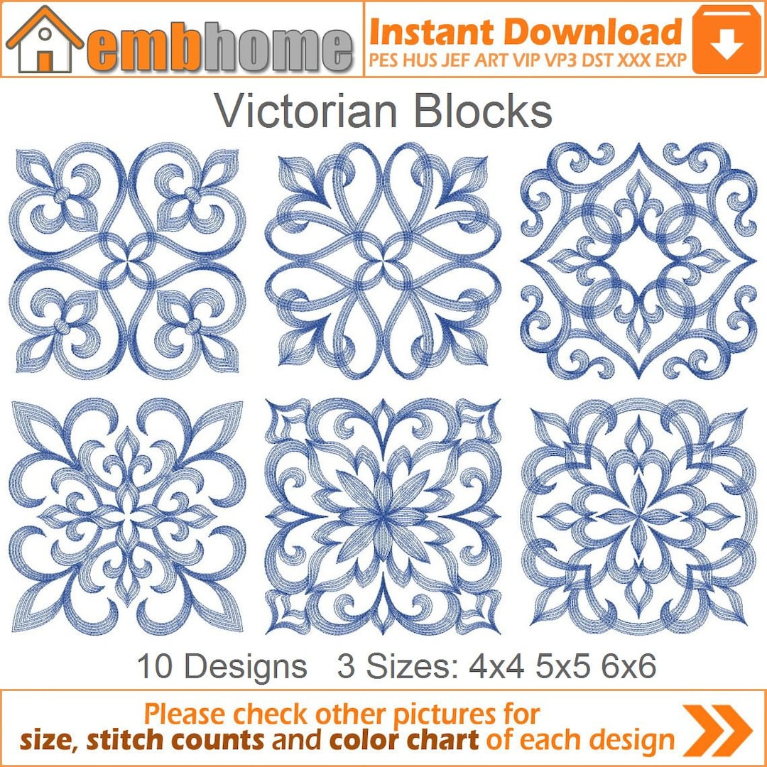 Victorian Blocks Machine Embroidery Designs Instant Download 4x4 5x5 ...