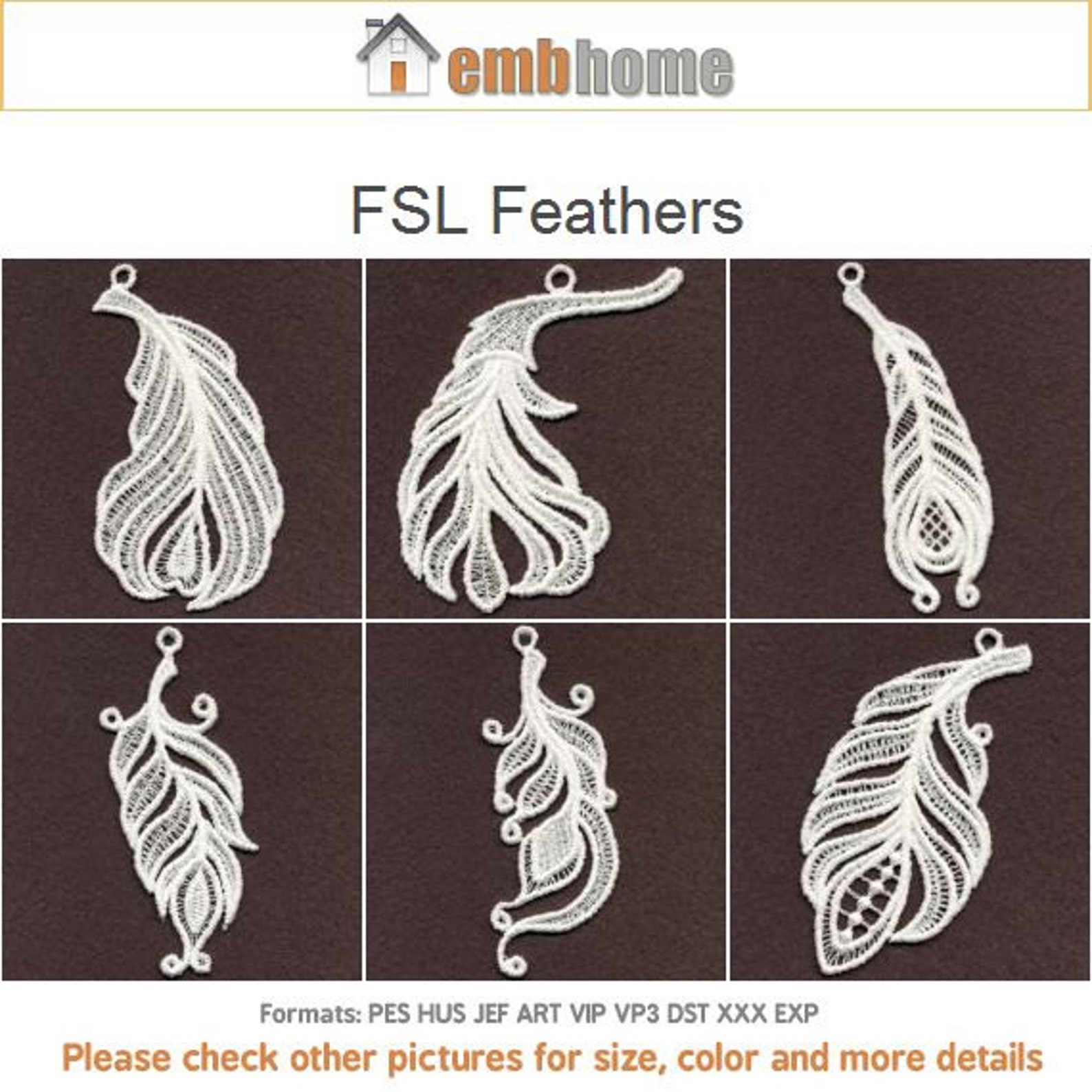 FSL Feathers Free Standing Lace Machine Embroidery Designs Instant Download 4x4 Hoop 10 Designs ...