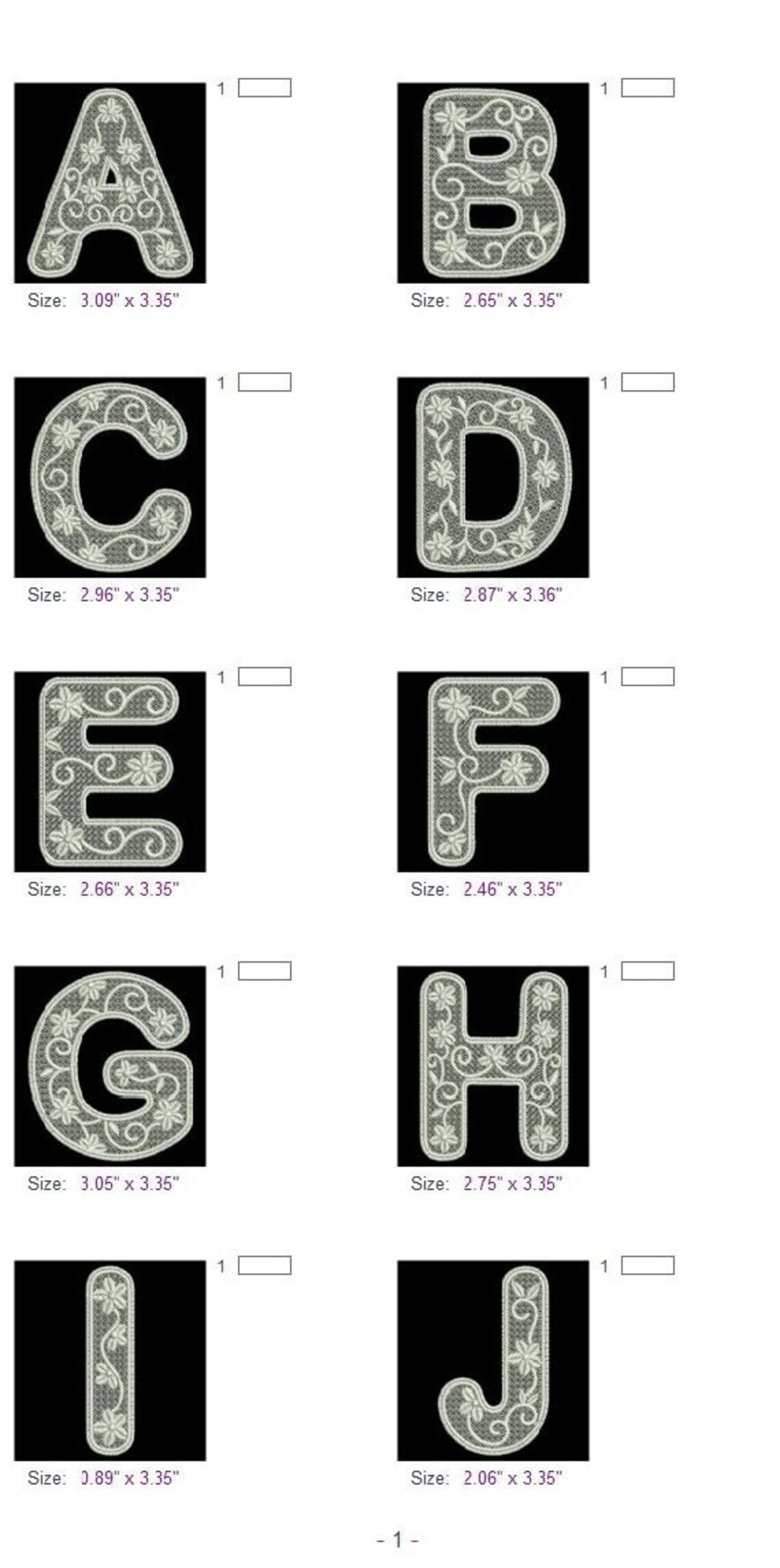 FSL Floral Alphabet Uppercase Ornament Free Standing Lace | Etsy