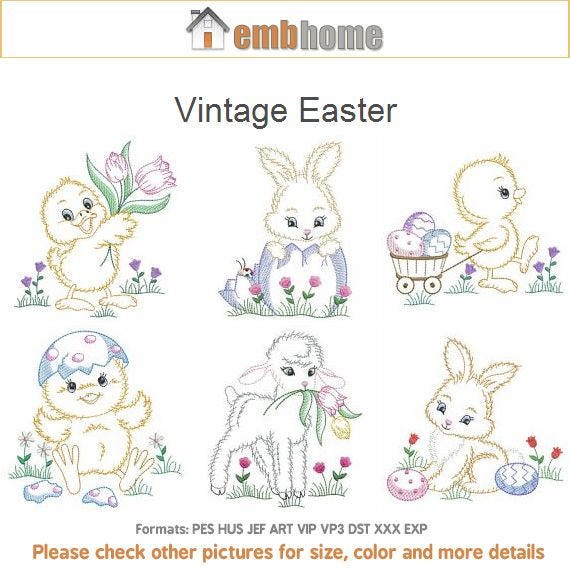 Vintage Easter Machine Embroidery Designs Pack Instant - Etsy