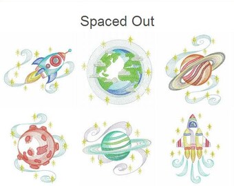 Spaced Out Machine Embroidery Designs Pack Instant Download - Etsy