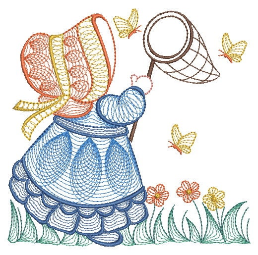 Rippled Sunbonnet Sue Machine Embroidery Designs Instant - Etsy