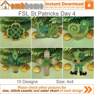 FSL St.patricks Day Free Standing Lace Ornament Machine Embroidery ...