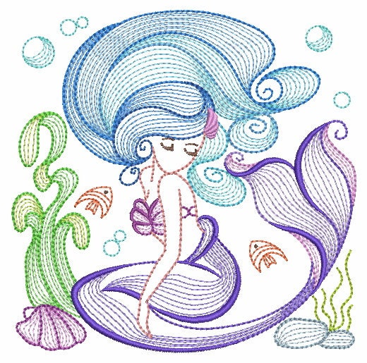 Rippled Mermaids Machine Embroidery Designs Instant Download - Etsy