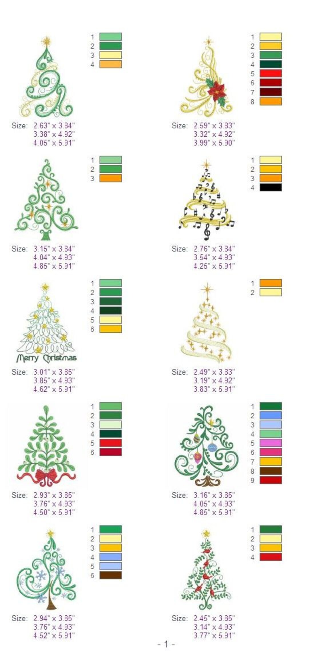 Christmas Trees Machine Embroidery Designs Instant Download - Etsy
