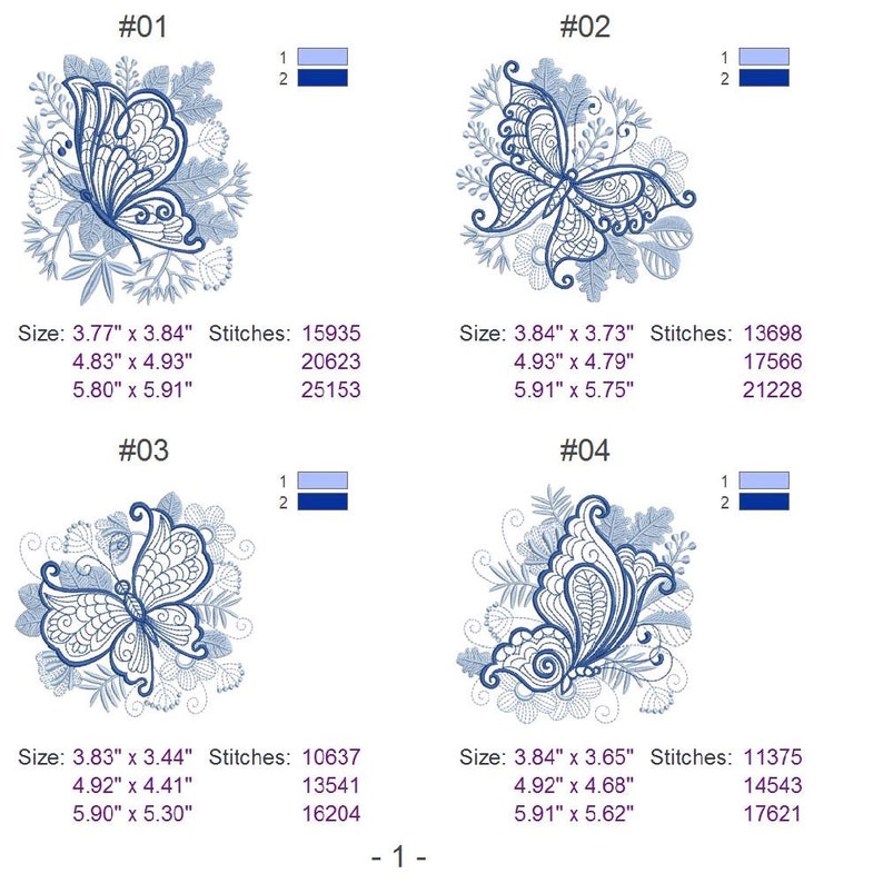 Bluework Butterfly Scene Machine Embroidery Designs Instant - Etsy