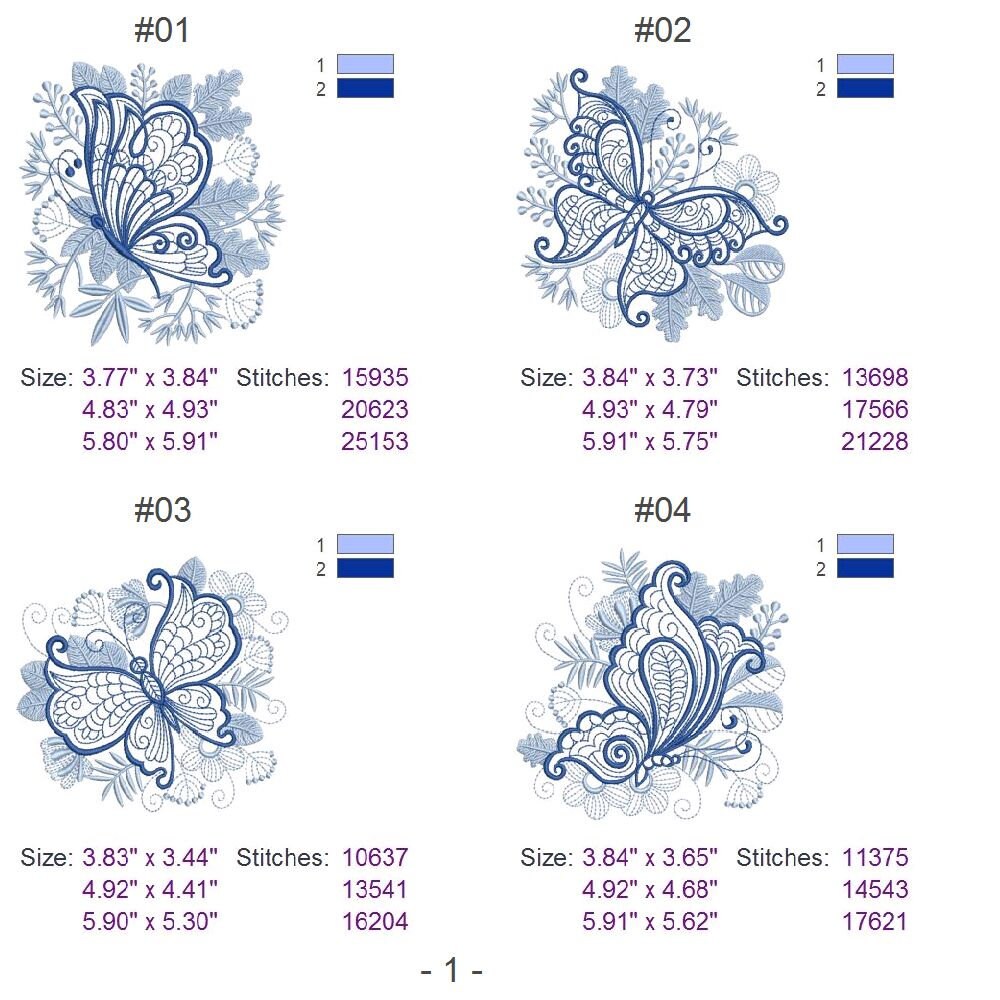 Bluework Butterfly Scene Machine Embroidery Designs Instant - Etsy