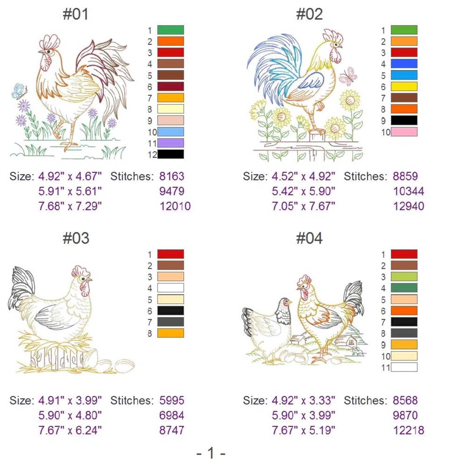 Vintage Chickens Machine Embroidery Designs Pack Instant Download 5x5 ...
