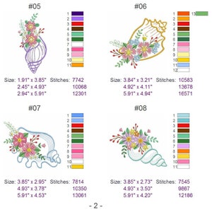 Flower Shells Machine Embroidery Designs Instant Download 4x4 5x5 6x6 ...