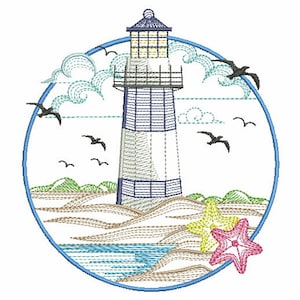 Lighthouses Machine Embroidery Designs Pack Instant Download 4x4 5x5 ...