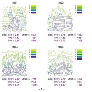 Vintage Camping Machine Embroidery Designs Pack Instant Download 4x4 ...