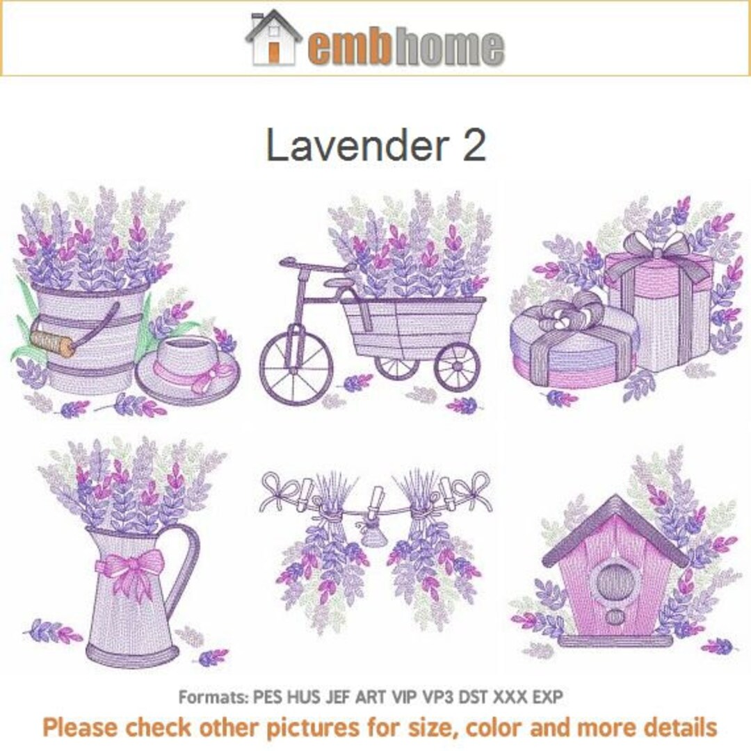 Lavender Machine Embroidery Designs Pack Instant Download 5x5 - Etsy