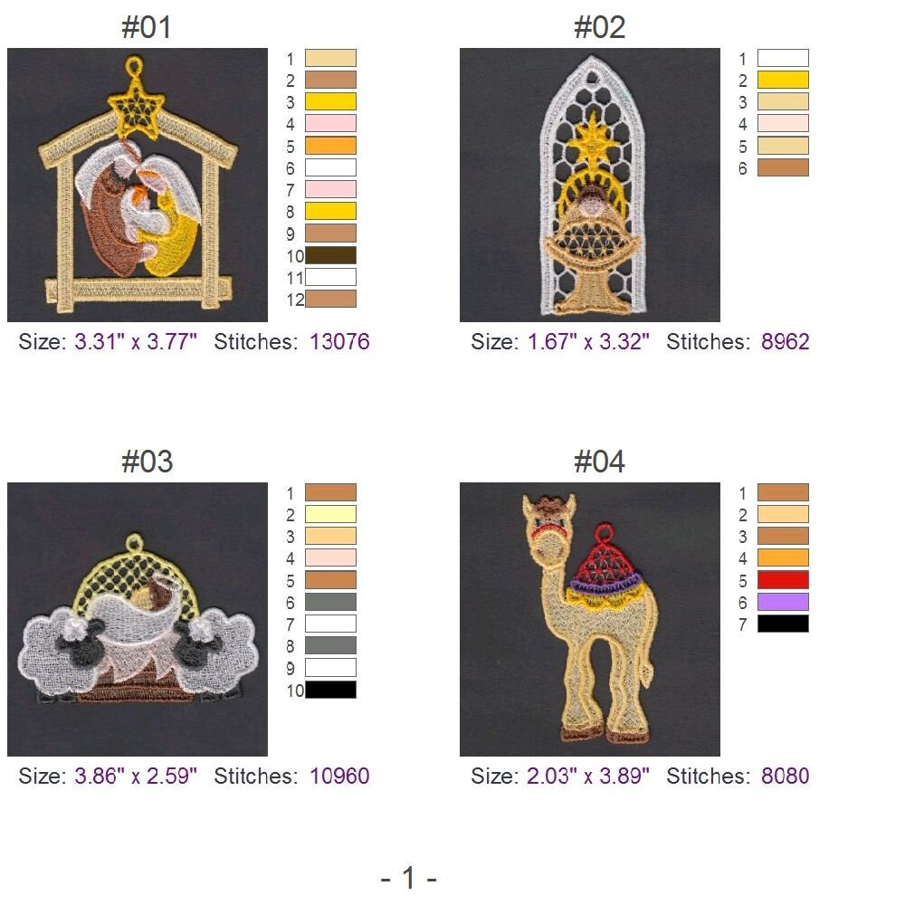 FSL Nativity Ornaments Free Standing Lace Machine Embroidery Designs ...