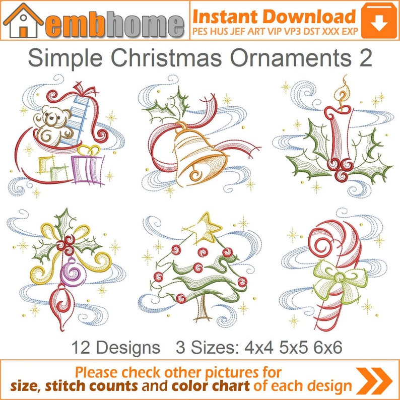 Simple Christmas Ornaments Machine Embroidery Designs Pack - Etsy