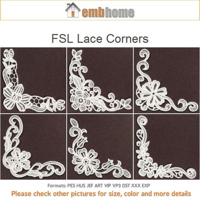 FSL Lace Corners Free Standing Lace Machine Embroidery - Etsy