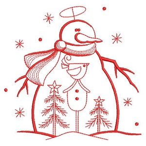 Redwork Country Snowman Machine Embroidery Designs Pack Instant ...