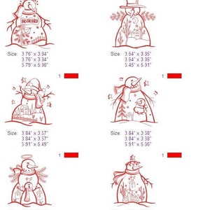 Redwork Country Snowman Machine Embroidery Designs Pack | Etsy