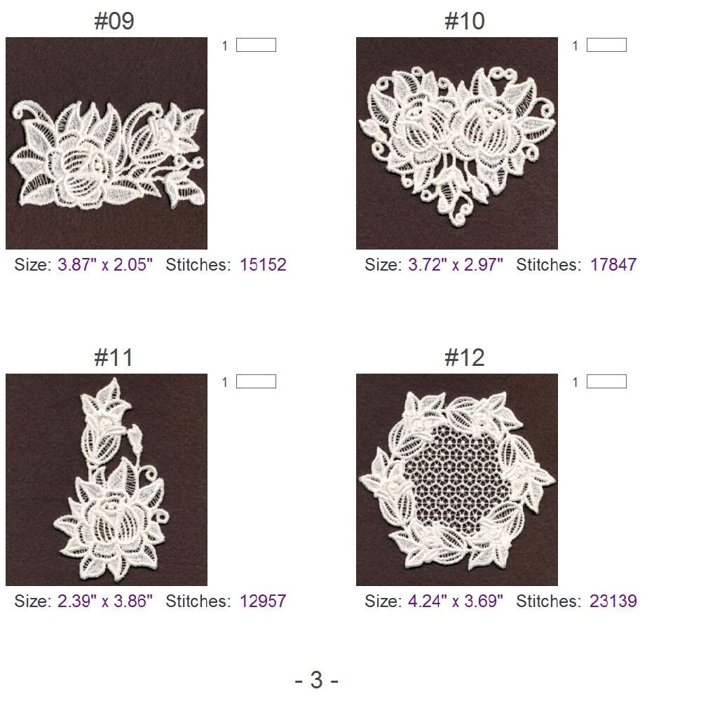 FSL Roses Flowers Free Standing Lace Machine Embroidery - Etsy