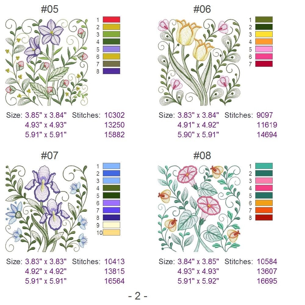 Rippled Floral Fantasy Machine Embroidery Designs Pack Instant Download ...