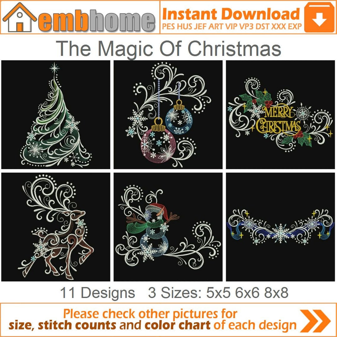 The Magic of Christmas Machine Embroidery Designs Instant Download 5x5 ...