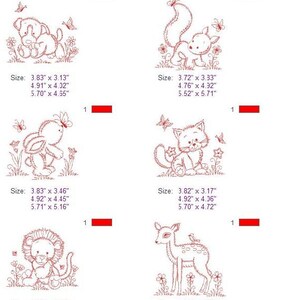 Redwork Baby Animals Machine Embroidery Designs Pack Instant - Etsy